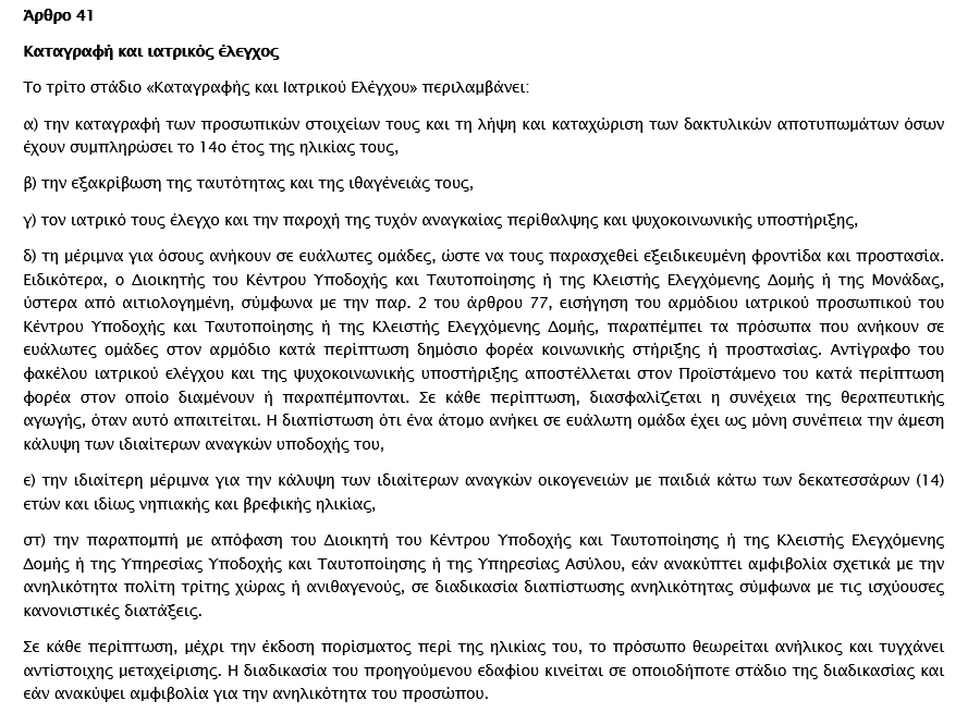 Διαδικασίες Υποδοχής και Ταυτοποίησης | Υπουργείο Μετανάστευσης και Ασύλου